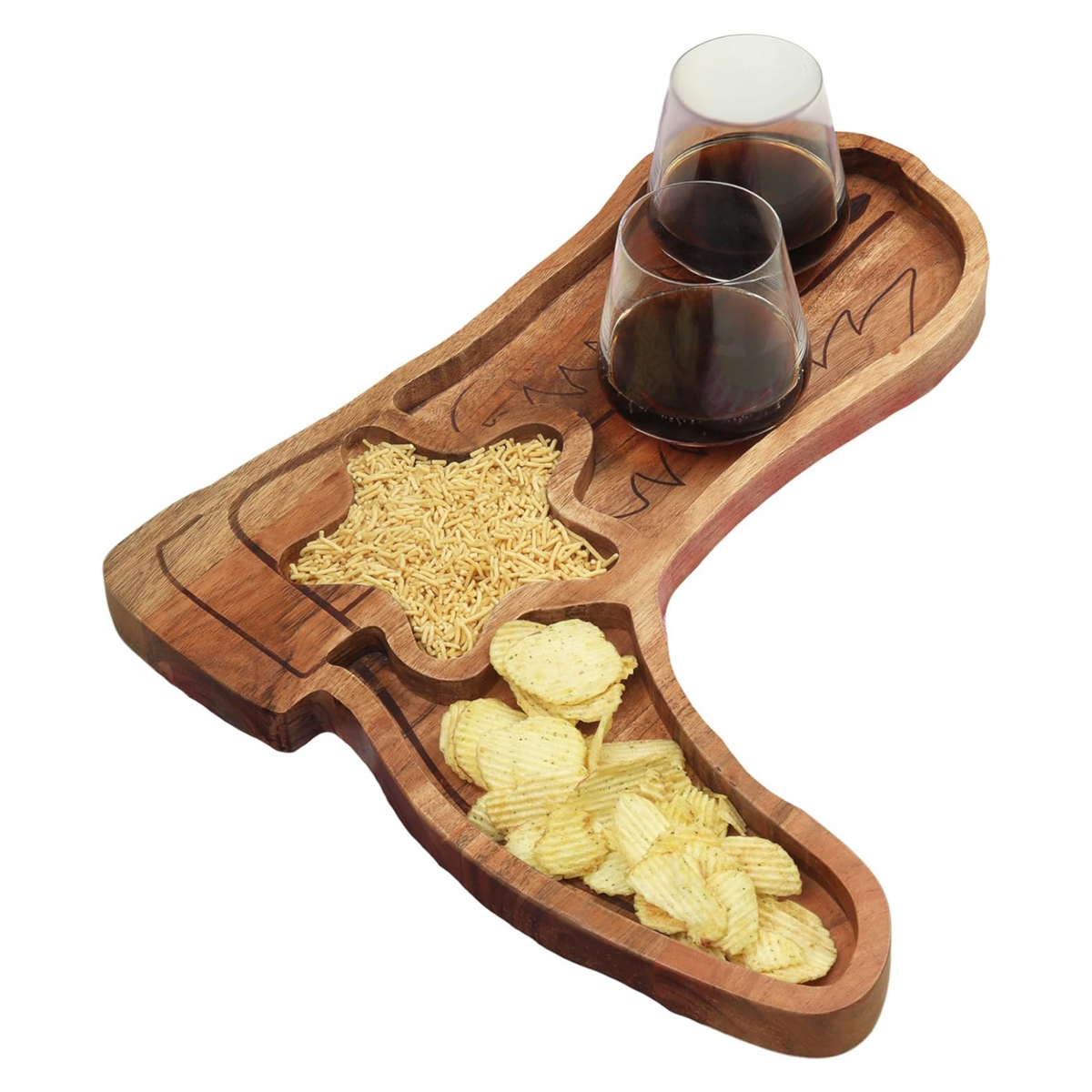 Acacia Wood Cowboy Boot Chip and Dip Platter – Perfect Settings