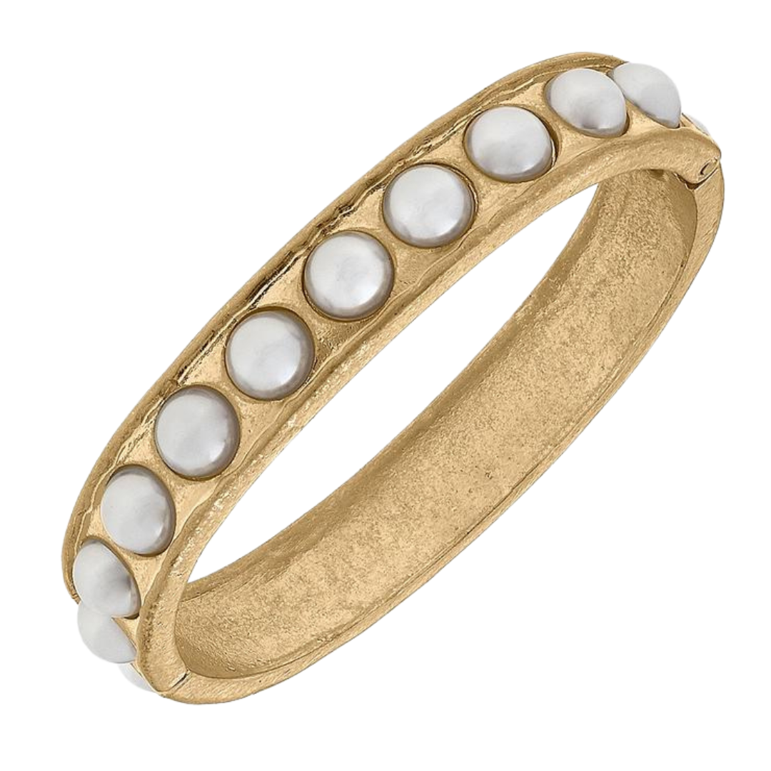 Iris Pearl Studded Ivory Hinge Bangle – Perfect Settings