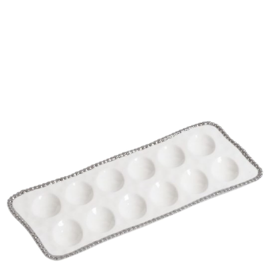 Salerno Silver and White Deviled Egg Tray – Perfect Settings